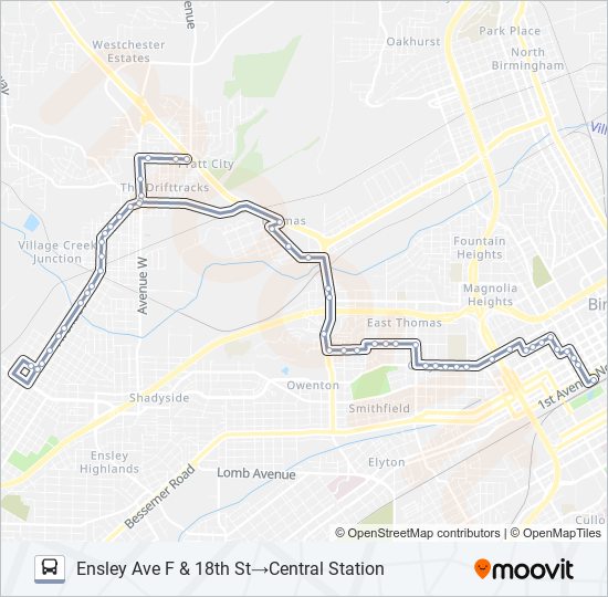 Ruta pratt ensley: horarios, paradas y mapas - Ensley Ave F & 18th St‎→ ...