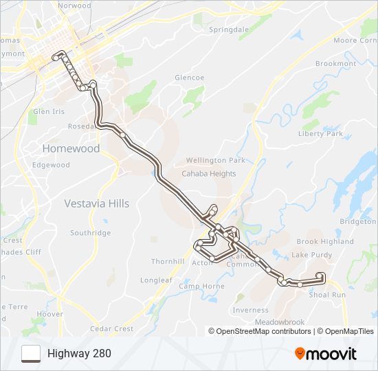 highway 280 Route: Schedules, Stops & Maps - Central Station‎→Hwy 280 ...