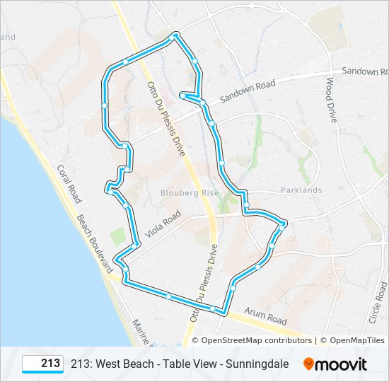 213 Route: Schedules, Stops & Maps - Blaauwberg Hospital‎→Blaauwberg ...