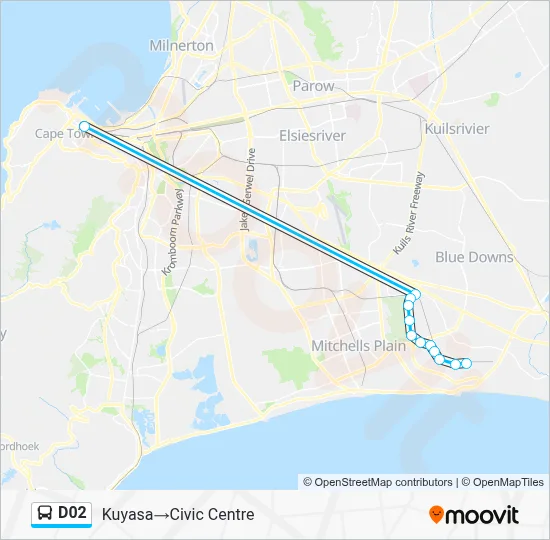 D02 Route: Schedules, Stops & Maps - Kuyasa‎→Civic Centre (Updated)