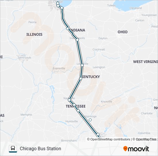 GREYHOUND US0100 Route: Schedules, Stops & Maps - Chicago Bus Station ...