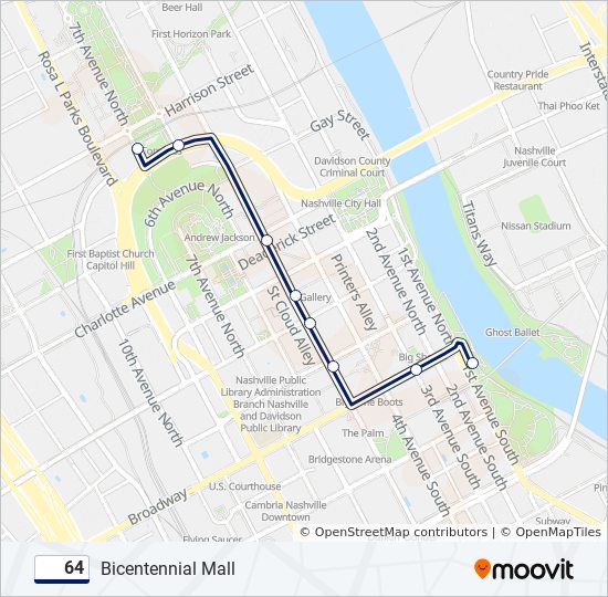 64 Route: Schedules, Stops & Maps - Bicentennial Mall (Updated)