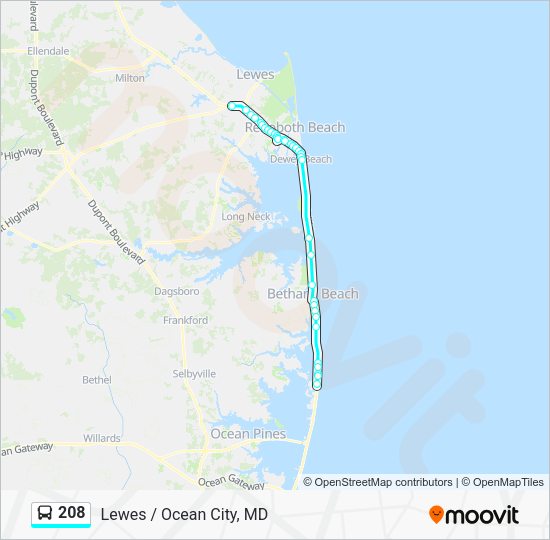 Ruta 208: horarios, paradas y mapas - 208 Blue Line - Lewes Transit Ctr ...