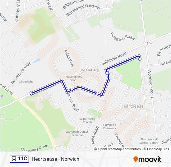11C Route: Schedules, Stops & Maps - Heartsease (Updated)