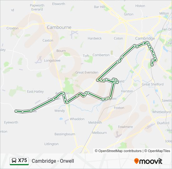 X75 Route: Schedules, Stops & Maps - Addenbrookes (Updated)