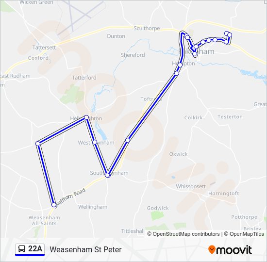 22A Route: Schedules, Stops & Maps - Weasenham St Peter (Updated)