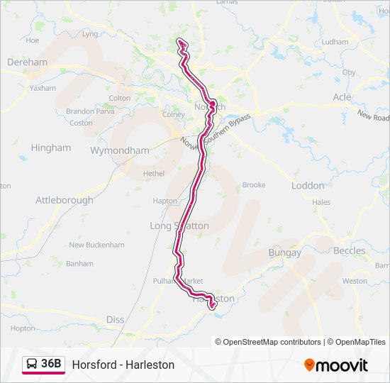 36B Route: Schedules, Stops & Maps - Harleston (Updated)