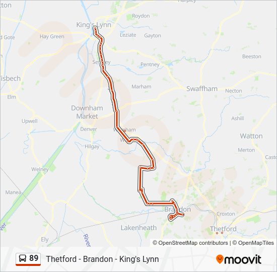 89 Route: Schedules, Stops & Maps - Kings Lynn (Updated)