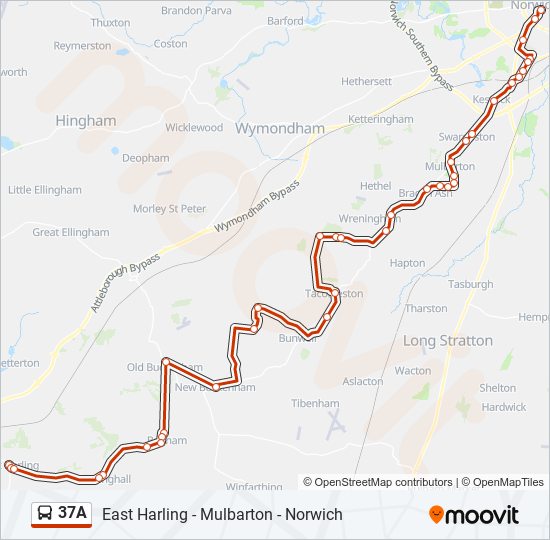 37a Route: Schedules, Stops & Maps - East Harling (Updated)