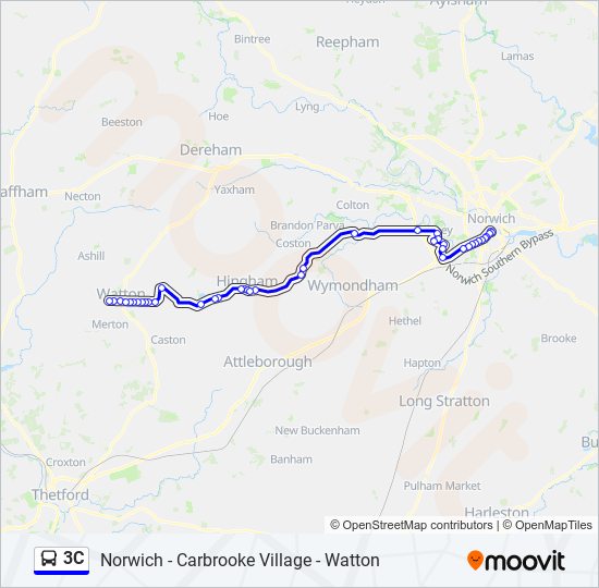 3c Route: Schedules, Stops & Maps - Watton (Updated)