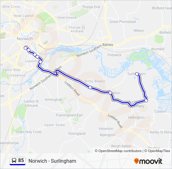 85 Route: Schedules, Stops & Maps - Surlingham (Updated)