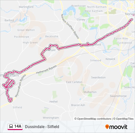 14a Route: Schedules, Stops & Maps - Norwich City Centre (Updated)