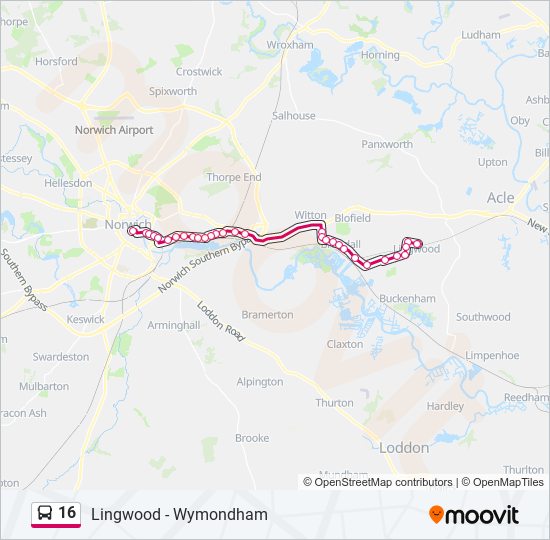 16 Route: Schedules, Stops & Maps - Norwich City Centre (Updated)
