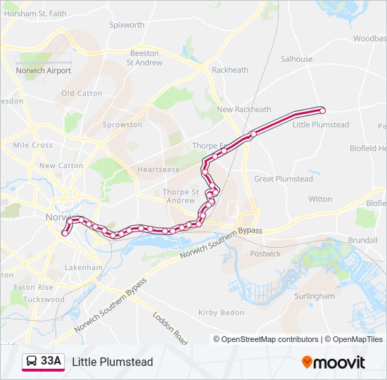 33A Route: Schedules, Stops & Maps - Little Plumstead (Updated)
