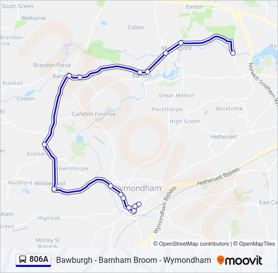 806a Route: Schedules, Stops & Maps - Bawburgh (Updated)