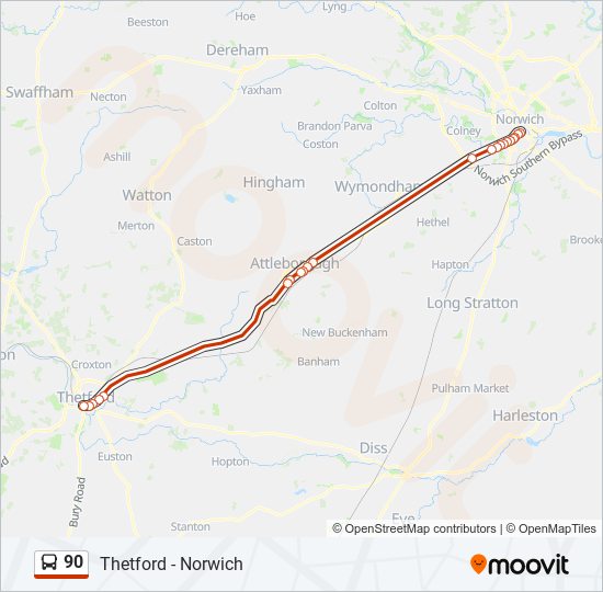 90 Route: Schedules, Stops & Maps - Thetford (Updated)