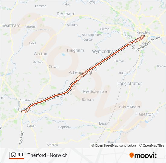 90 Route: Schedules, Stops & Maps - Thetford (Updated)