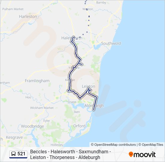 521 Route: Schedules, Stops & Maps - Aldeburgh (Updated)
