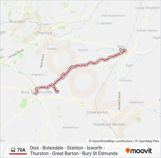 70A Route: Schedules, Stops & Maps - Bury St Edmunds (Updated)