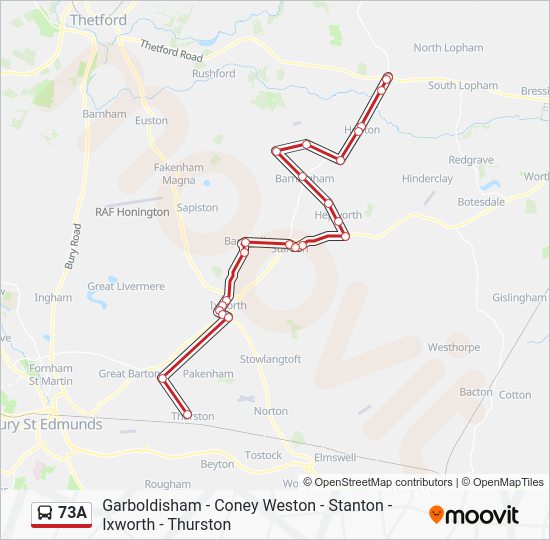 73a Route: Schedules, Stops & Maps - Garboldisham (Updated)