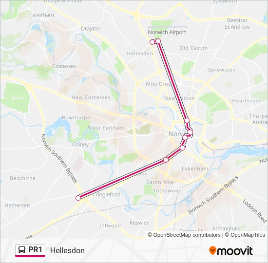 PR1 Route: Schedules, Stops & Maps - Hellesdon (Updated)
