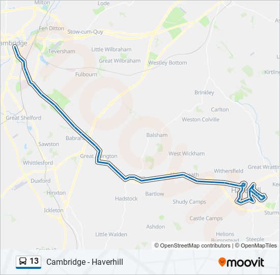 13 Route: Schedules, Stops & Maps - Cambridge (Updated)