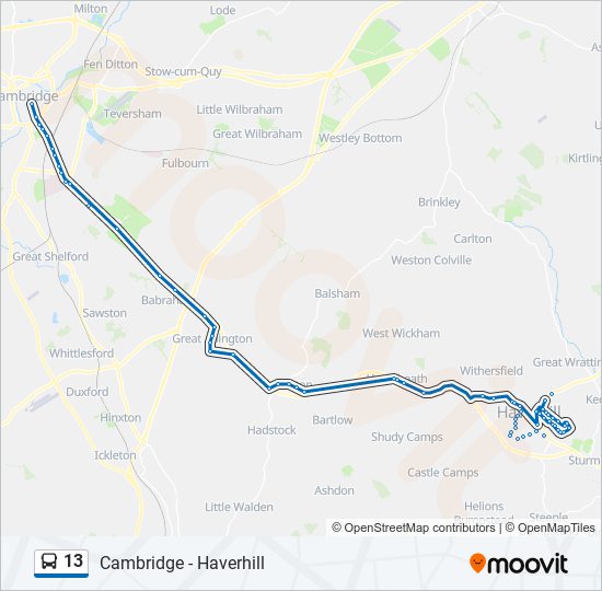 13 Route: Schedules, Stops & Maps - Cambridge (Updated)