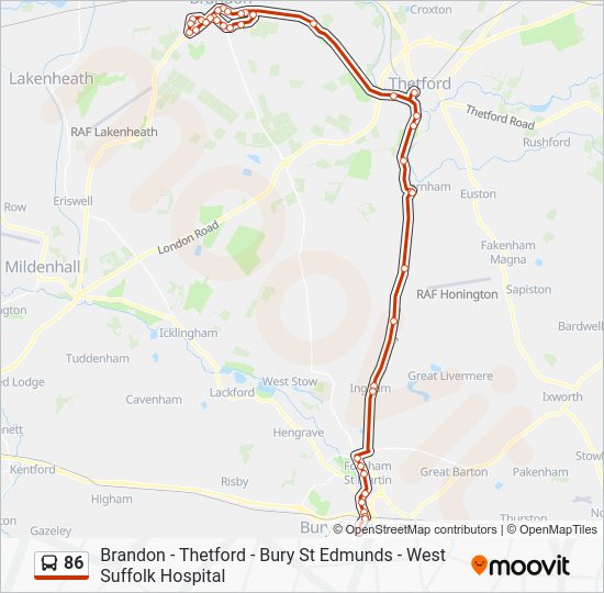 86 Route: Schedules, Stops & Maps - Bury St Edmunds (Updated)