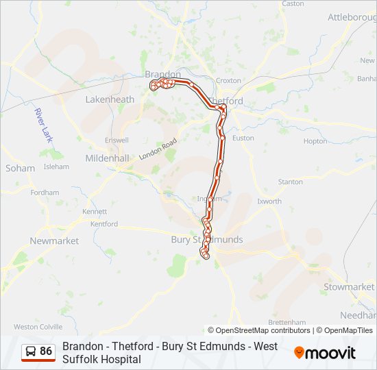 86 Route: Schedules, Stops & Maps - Bury St Edmunds (Updated)