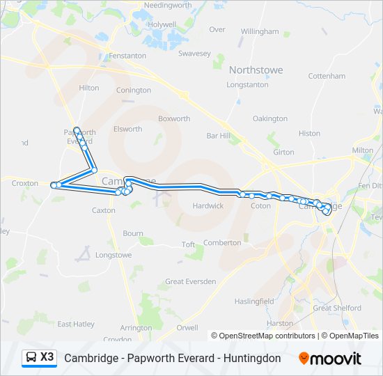 x3 Route: Schedules, Stops & Maps - Papworth Everard (Updated)