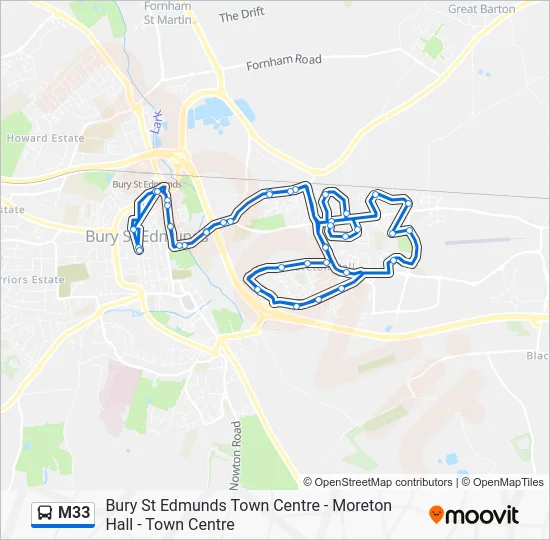 M33 Route: Schedules, Stops & Maps - Bury St Edmunds (Updated)