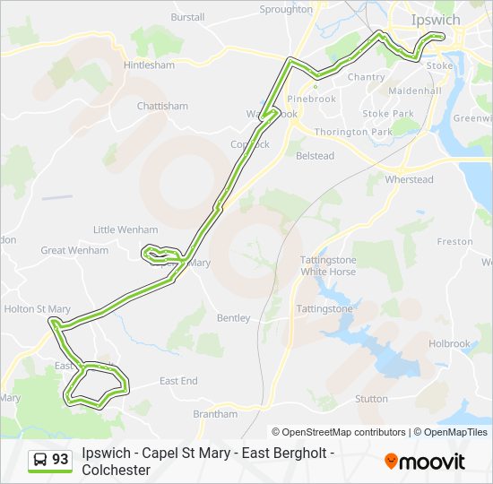 93 Route: Schedules, Stops & Maps - Ipswich (Updated)