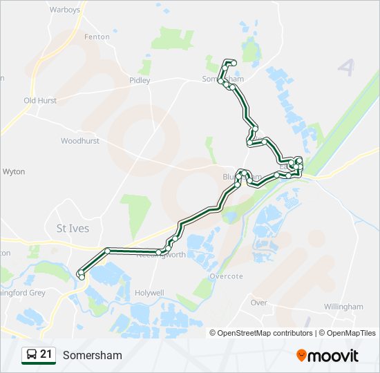 21 Route: Schedules, Stops & Maps - Somersham (Updated)
