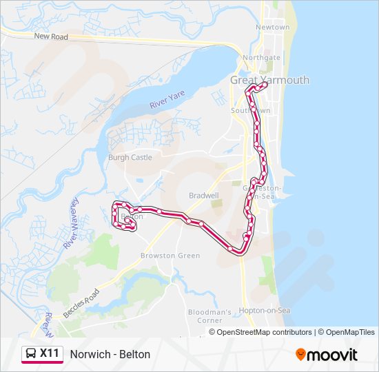 X11 Route: Schedules, Stops & Maps - Great Yarmouth (Updated)