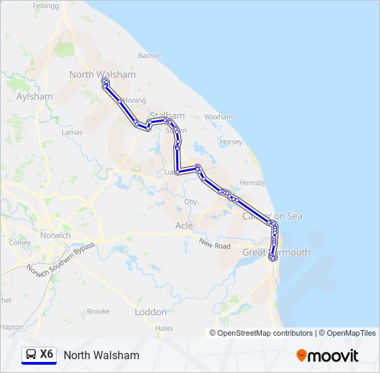 x6 Route: Schedules, Stops & Maps - North Walsham (Updated)