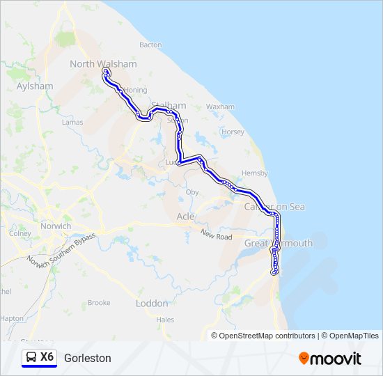 x6 Route: Schedules, Stops & Maps - Gorleston (Updated)