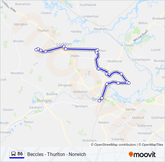 86 Route: Schedules, Stops & Maps - Beccles (Updated)
