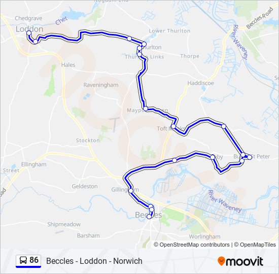 86 Route: Schedules, Stops & Maps - Beccles (Updated)