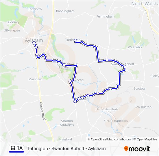 1A Route: Schedules, Stops & Maps - Tuttington (Updated)