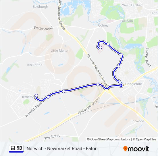 5B Route: Schedules, Stops & Maps - Hethersett (Village) (Updated)