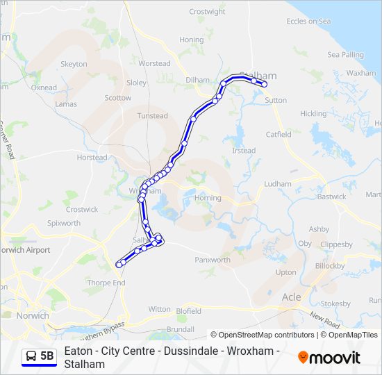 5B Route: Schedules, Stops & Maps - New Rackheath (Updated)