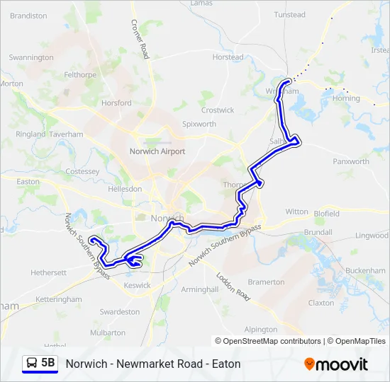 5B Route: Schedules, Stops & Maps - Norfolk & Norwich University ...