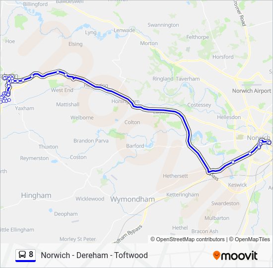 8 Route: Schedules, Stops & Maps - Toftwood (Updated)