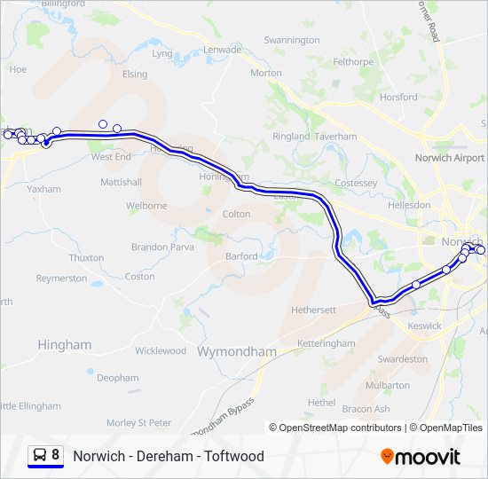 8 Route: Schedules, Stops & Maps - Dereham (Updated)
