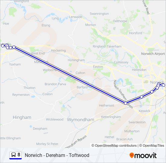 8 Route: Schedules, Stops & Maps - Dereham (Updated)