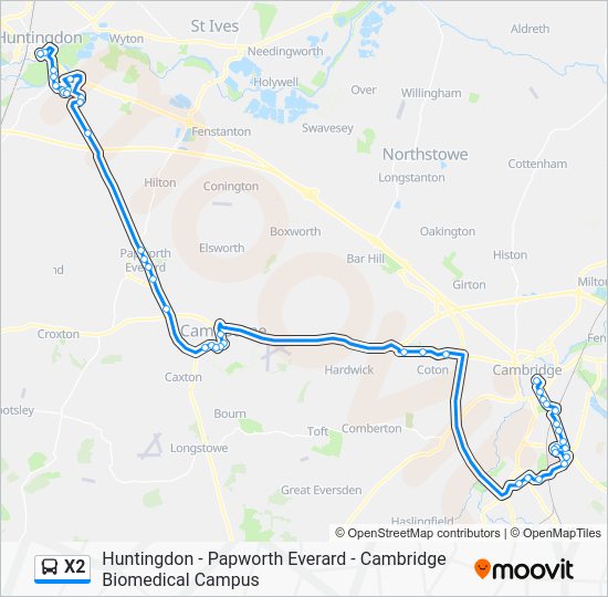 X2 Route: Schedules, Stops & Maps - Cambridge (Updated)