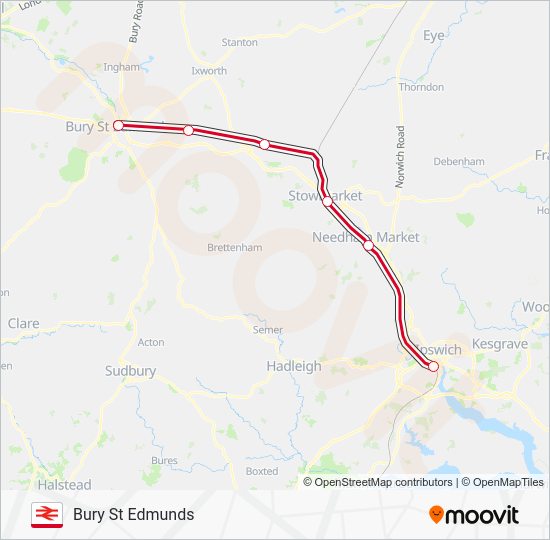 greater anglia Route: Schedules, Stops & Maps - Bury St Edmunds (Updated)