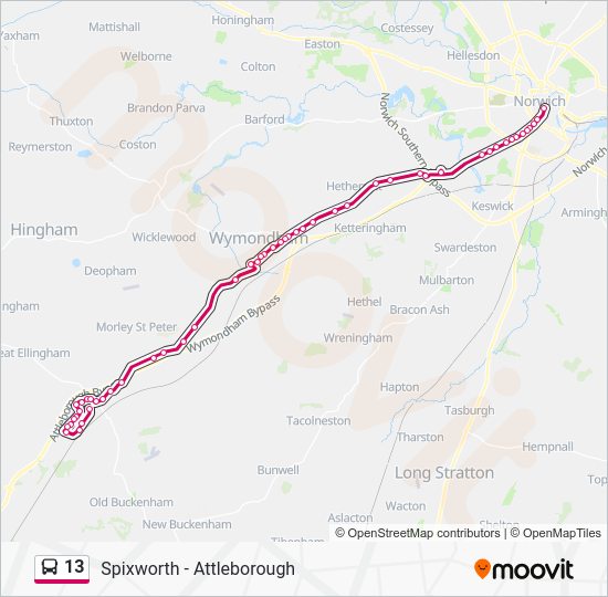 13 Route: Schedules, Stops & Maps - Norwich City Centre (Updated)
