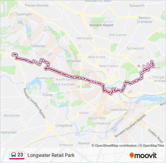 23 Route: Schedules, Stops & Maps - Longwater Retail Park (Updated)