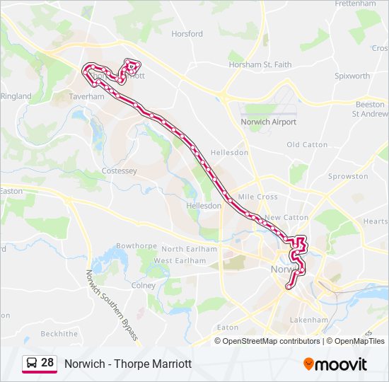 28 Route: Schedules, Stops & Maps - Norwich City Centre (Updated)